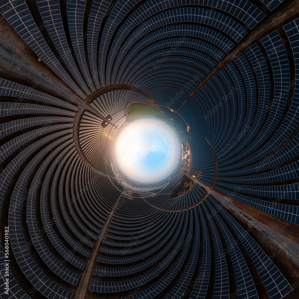 360 Wide Panoramic image of Solar Photovoltaic. Solar Photovoltaic and ...