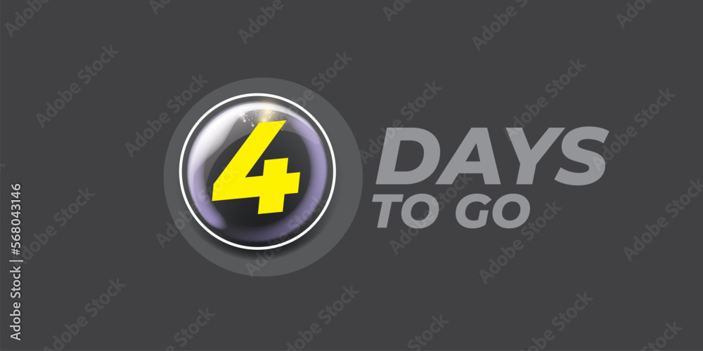 Four days to go countdown grey horizontal banner design template. 4 ...
