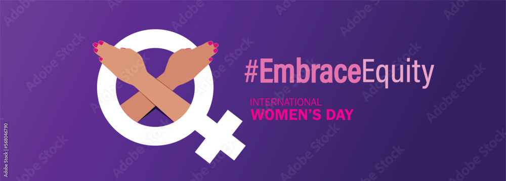 International Women's Day 2023, campaign theme: Embrace Equity. Women's Day banner vector ...