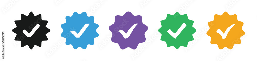 Verified badge icons. Social media profile check mark set. Vector ...