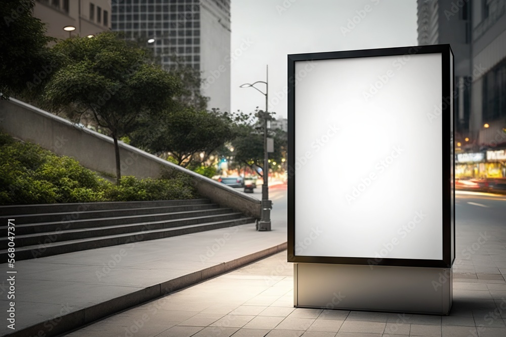 Commercial Billboard. Banner billboard mockup for advertising in city ...