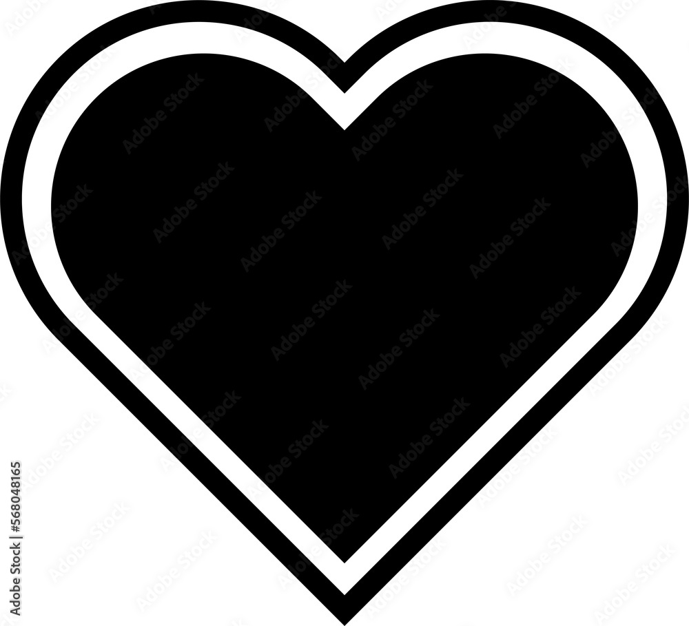 Black and white heart illustration. PNG with transparent background ...