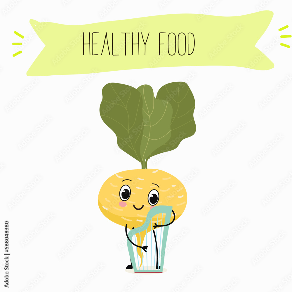 Vector Illustration with funny cartoon characters swede, rutabaga ...