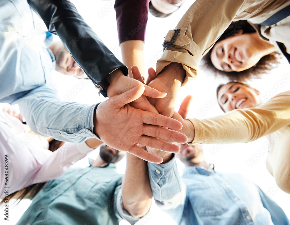 holding young man woman student together hand team teamwork friendship ... holding young man woman student together hand team teamwork friendship ...