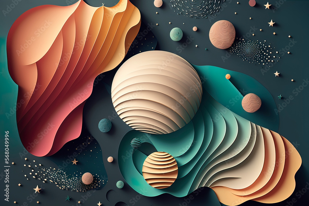 Abstract space background with planets and solar system from colored ...
