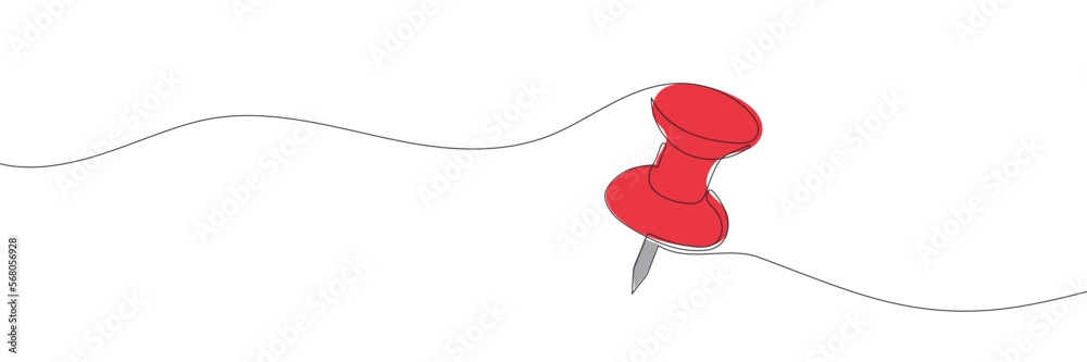 Continuous one line drawing of a paper pin. Drawing pin. Vector ...