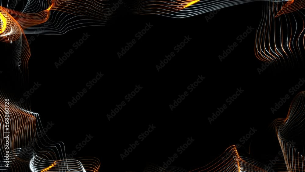 Wavy frame lines. alpha channel Loop border. Two color particles and ...