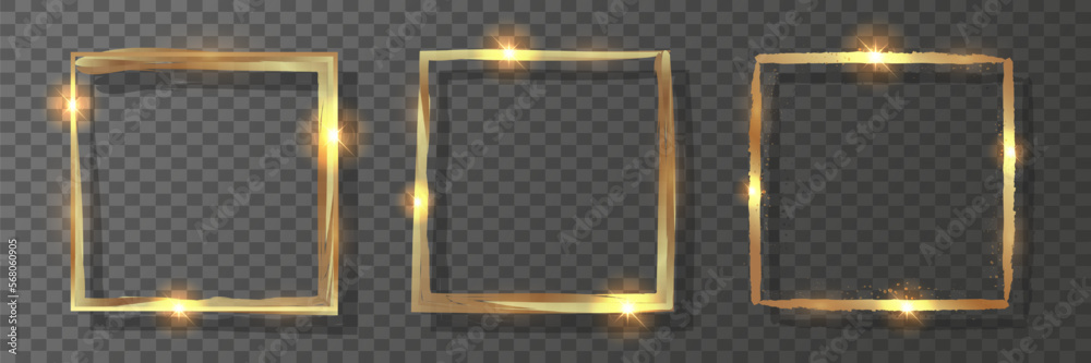 Elegant shiny golden frames. Decorative abstract borders on a ...