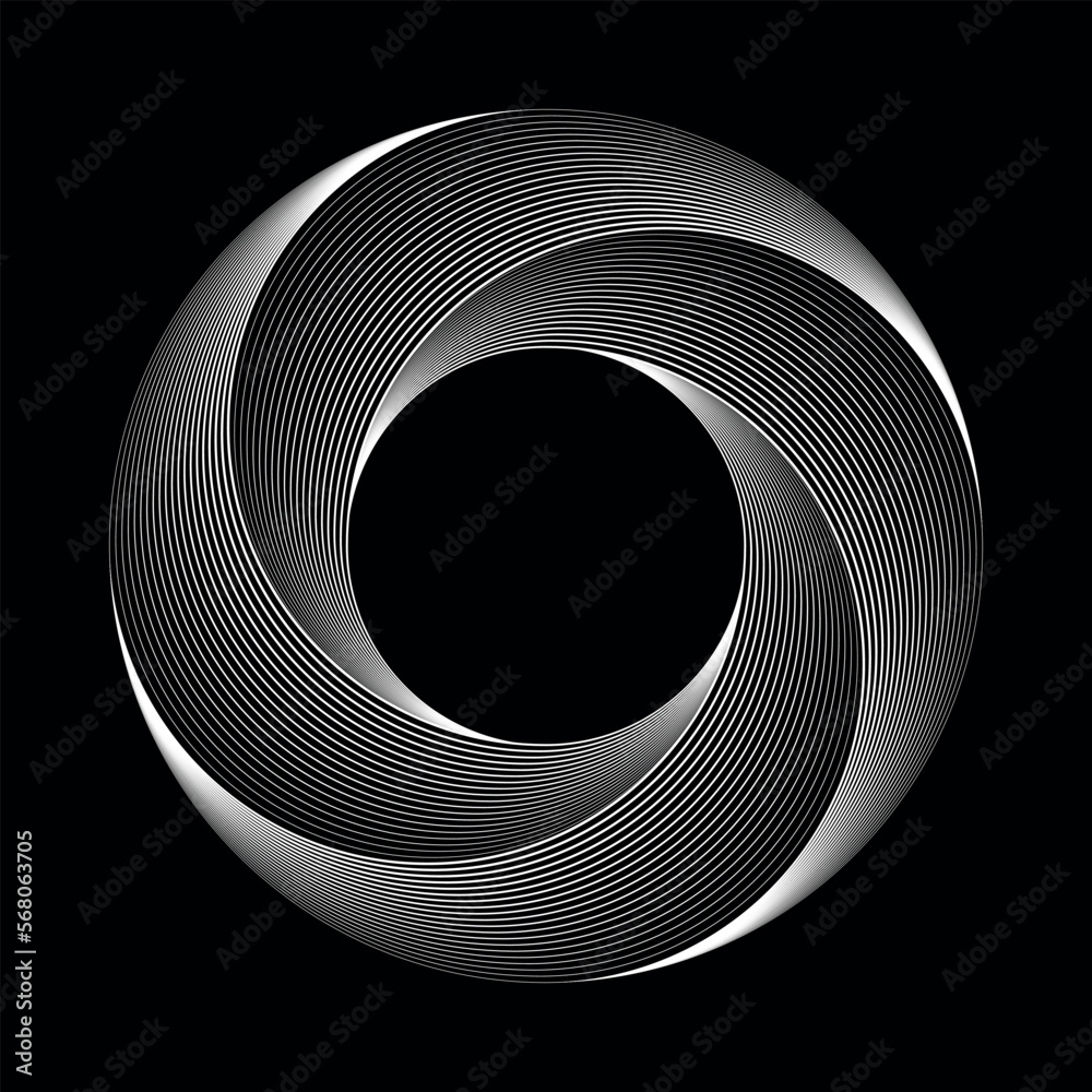 Spiral with lines in circle as endless symbol. Abstract geometric art ...