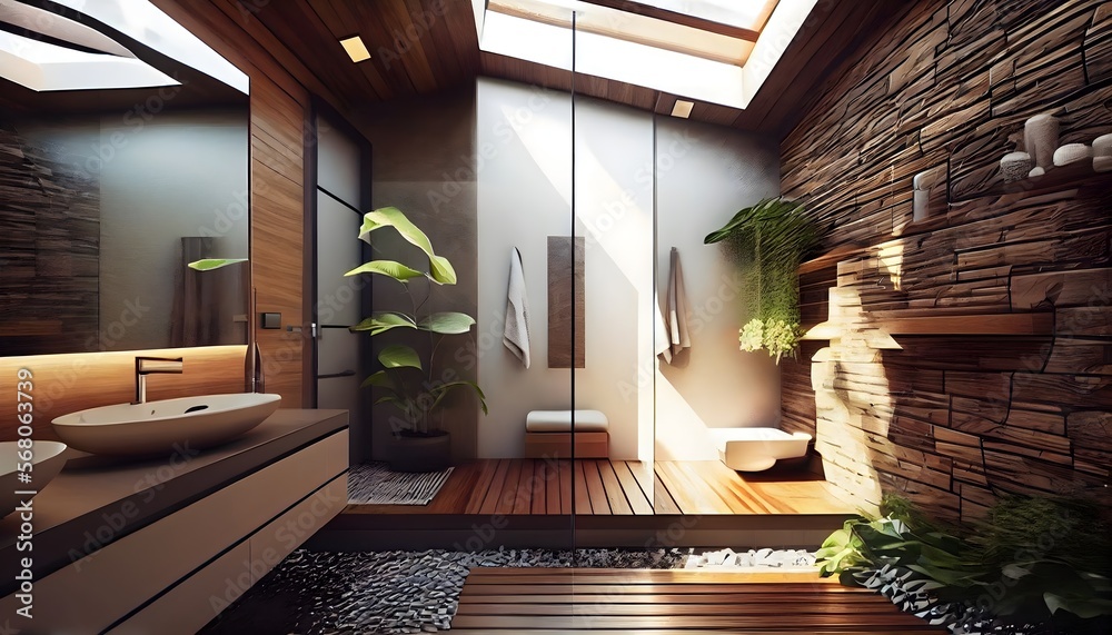 Relaxing onsen (hot spring) in the Japanese manner, surrounded by ...