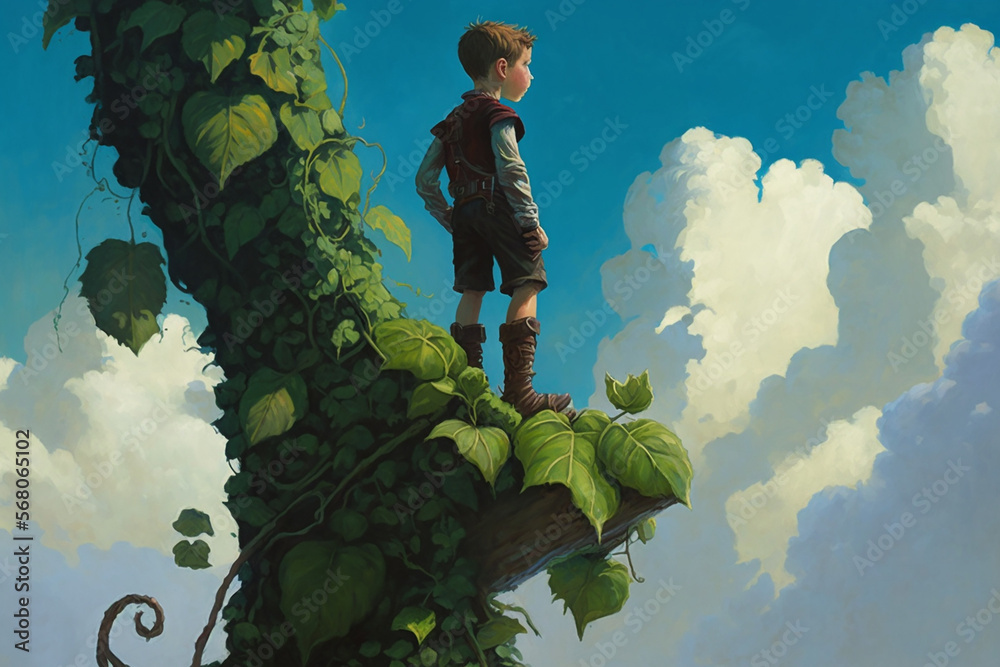 Jack and the beanstalk illustration Stock Illustration | Adobe Stock