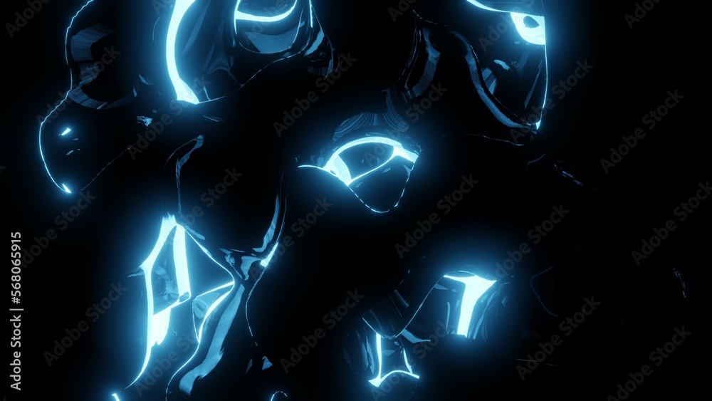 Liquid, Glowing Light, Blue Background, 3D Render Abstract Background ...