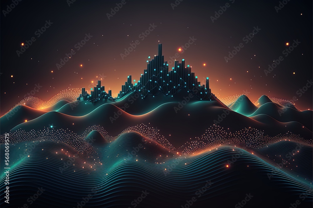 ภาพประกอบสต็อก Technology digital wave background concept.Beautiful ...