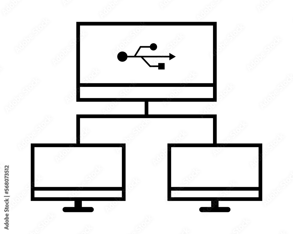Computers connected through USB and sending data, network connection ... Computers connected through USB and sending data, network connection ...