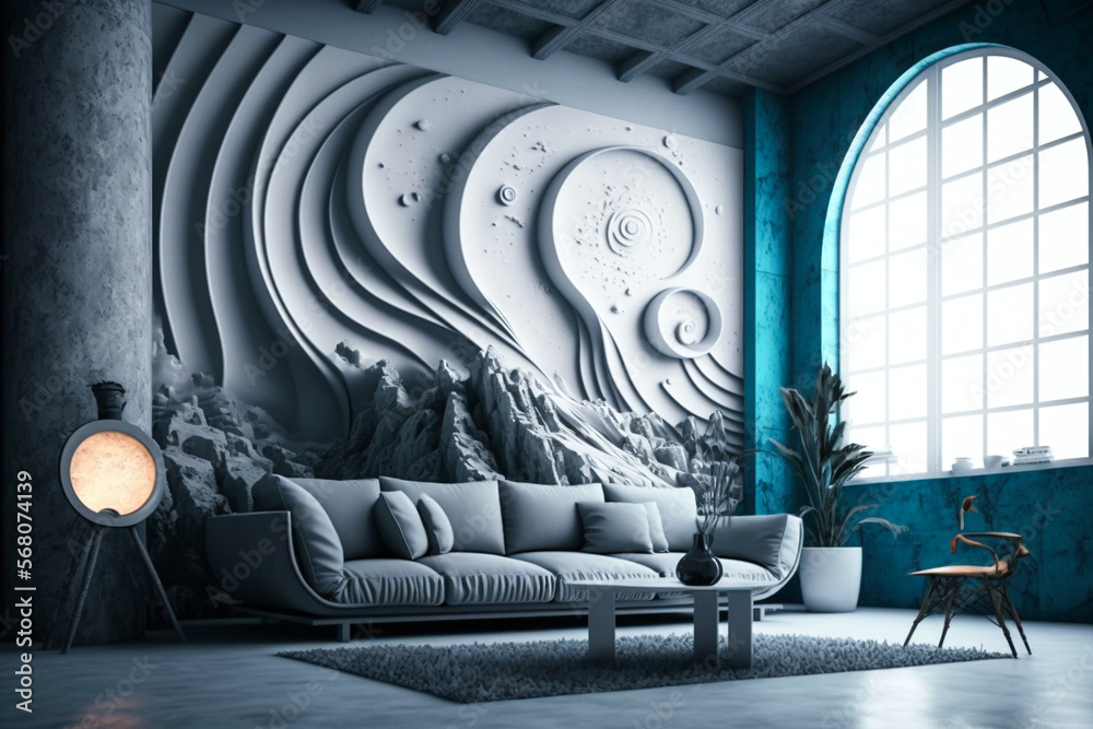 Modern interior background, wall mock up. high detail. Idea for ...