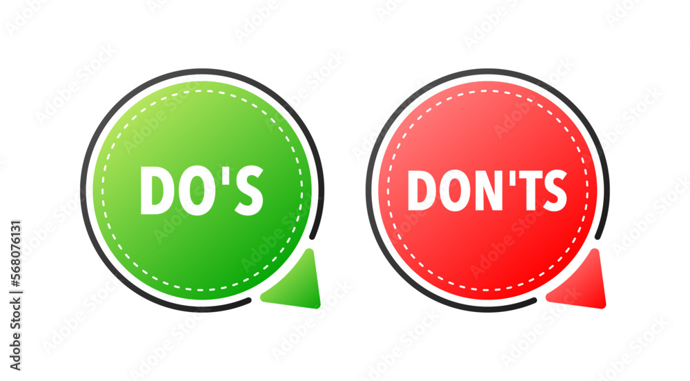 Dos and donts signs. Good and Bad Icon. Positive and negative sign ...