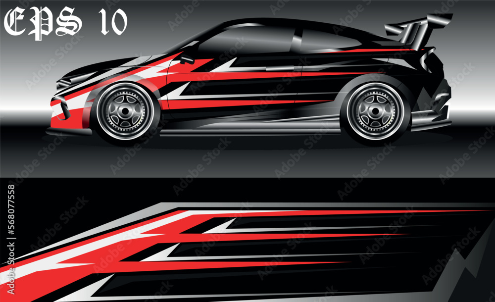 Car wrap design. Livery design for racing car. sedan, hatchback. vector ...