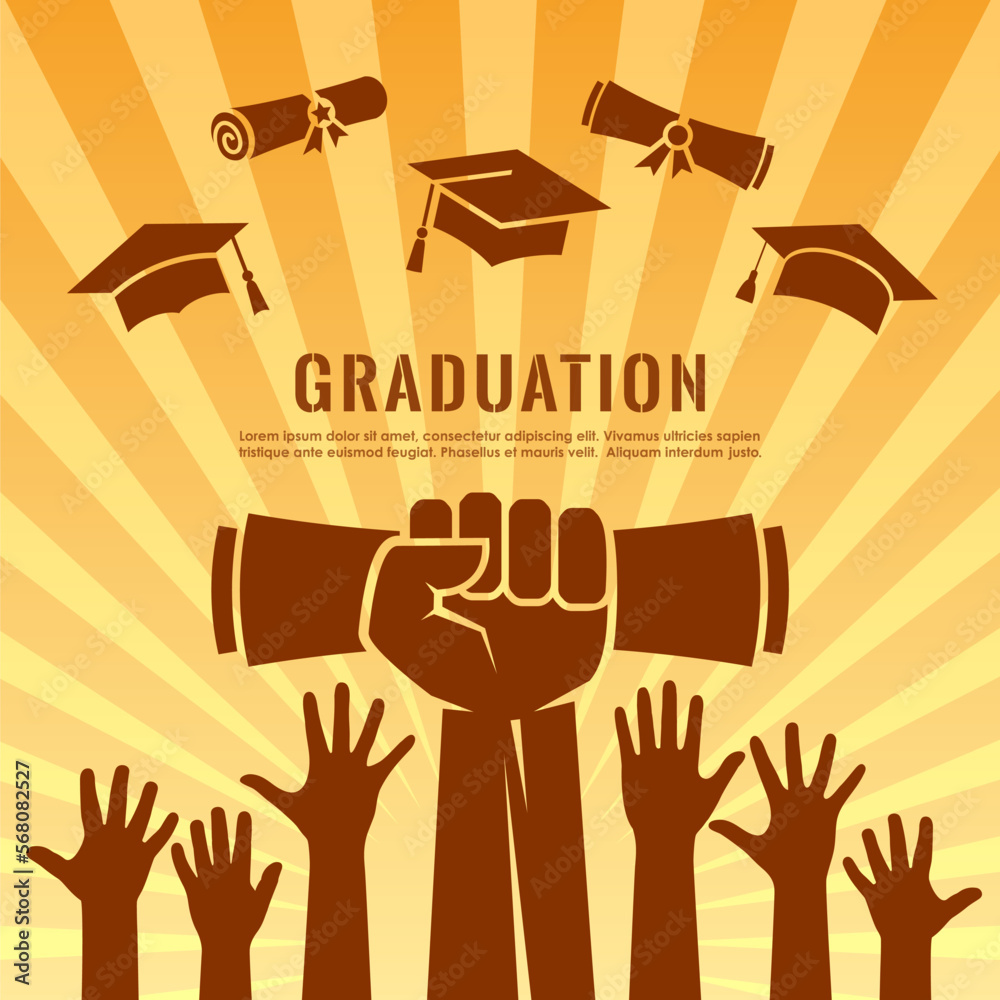 Happy graduation vector poster design Stock Vector | Adobe Stock