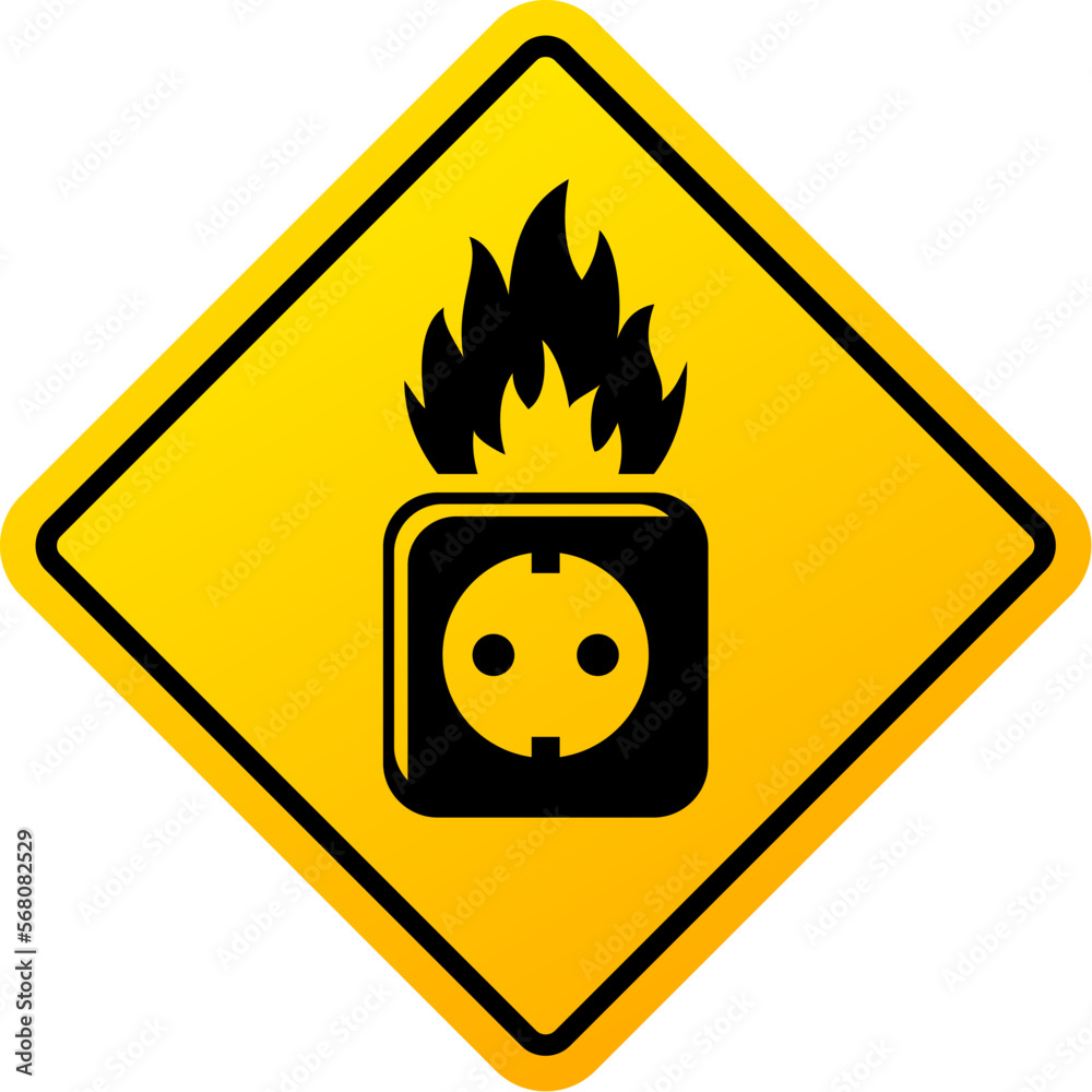 Fire safety warning sign, prevent electrical fires Stock Vector | Adobe ...