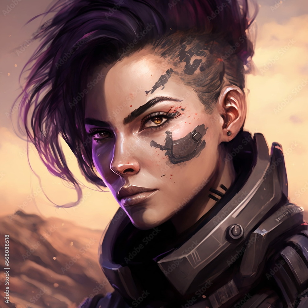 Role-play sci-fi character: space warrior woman Stock Illustration ...