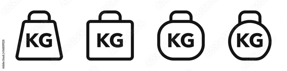 Weight icon set. Kg. Dumbbells isolated on white background. Vector ...