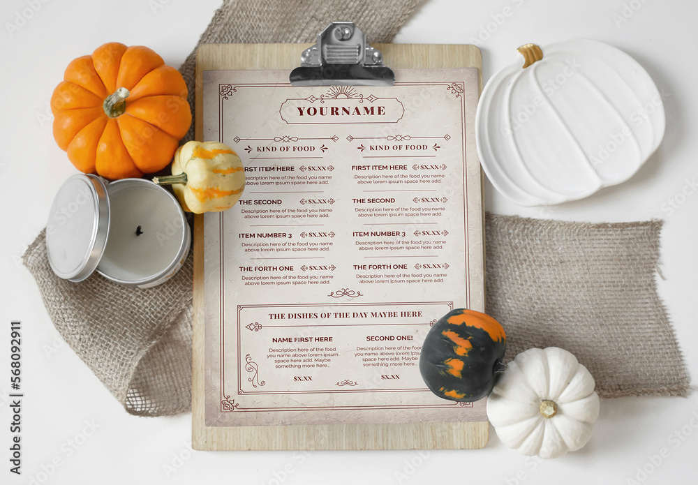 Vintage Bodegon Menu B5 Pages Stock Template | Adobe Stock