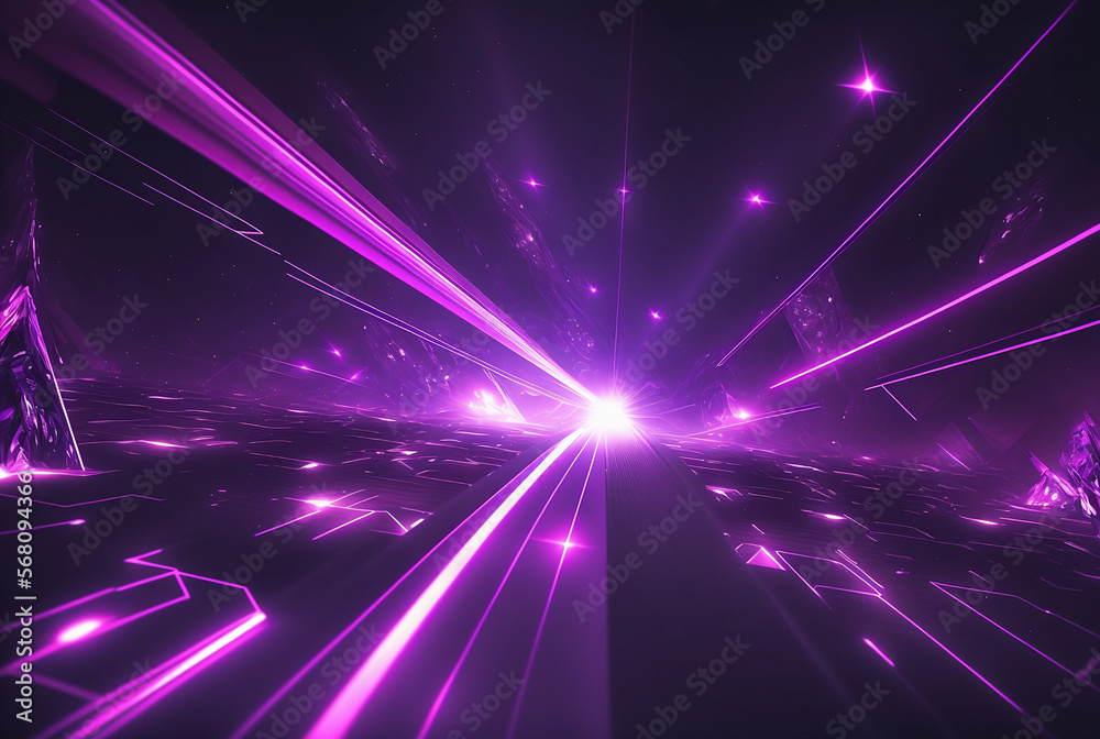 Purple laser beams and abstract sci-fi elements. Futuristic technology ...