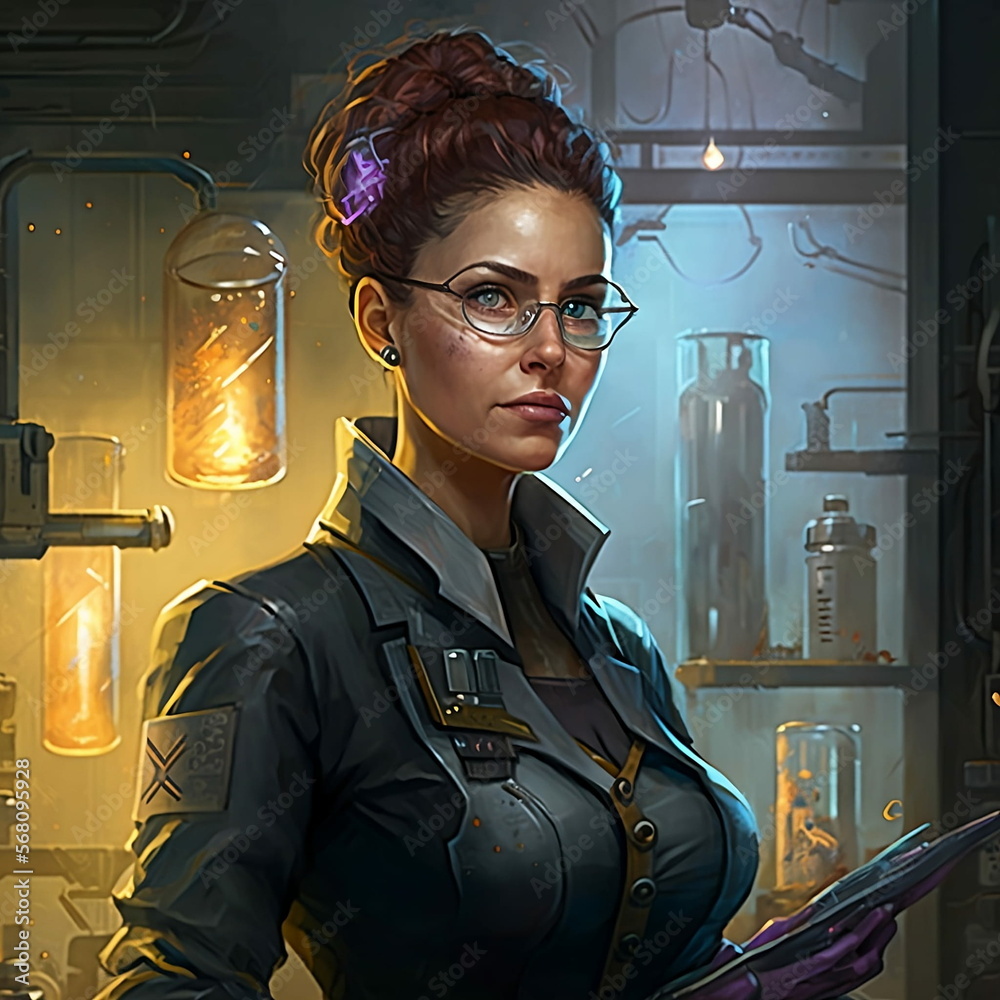 Role-play sci-fi character: woman scientist Stock Illustration | Adobe ...
