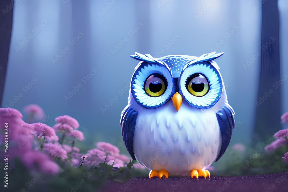 Adorable owl cartoon illustration Stock Illustration | Adobe Stock