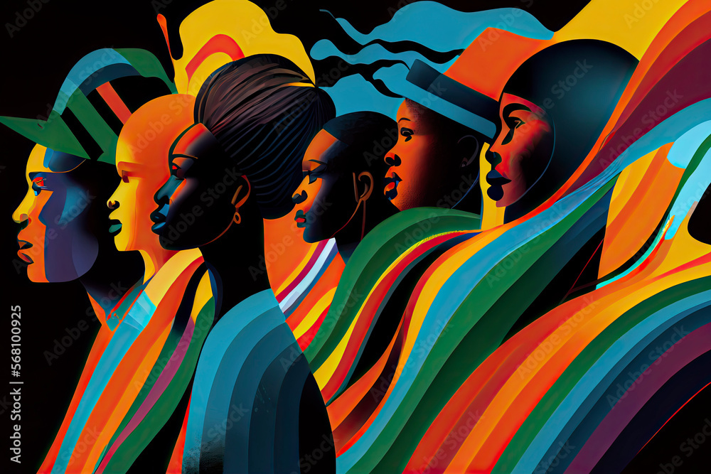 Black History Month Abstract Togetherness African American Black ...