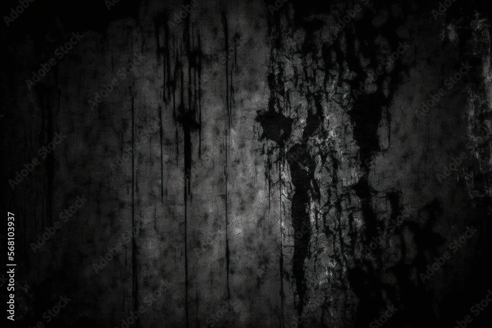 terrifying damaged horror texture with a black grunge and scratched ...