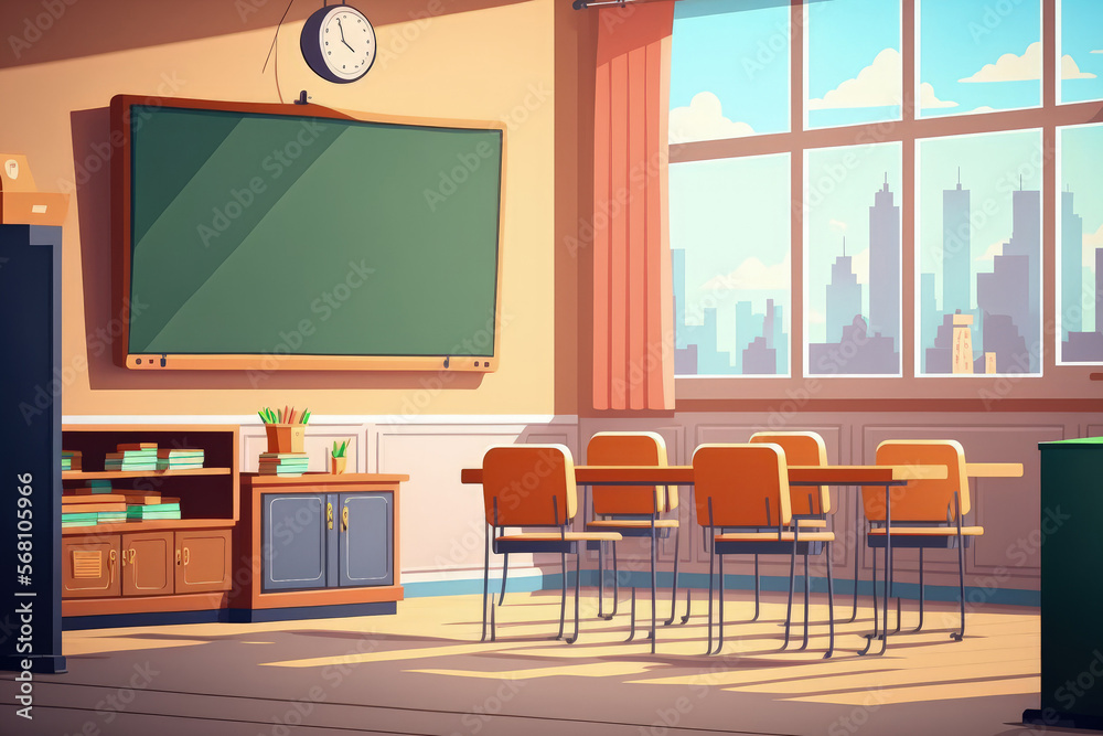 Blur classroom education background empty school class lecture room ...