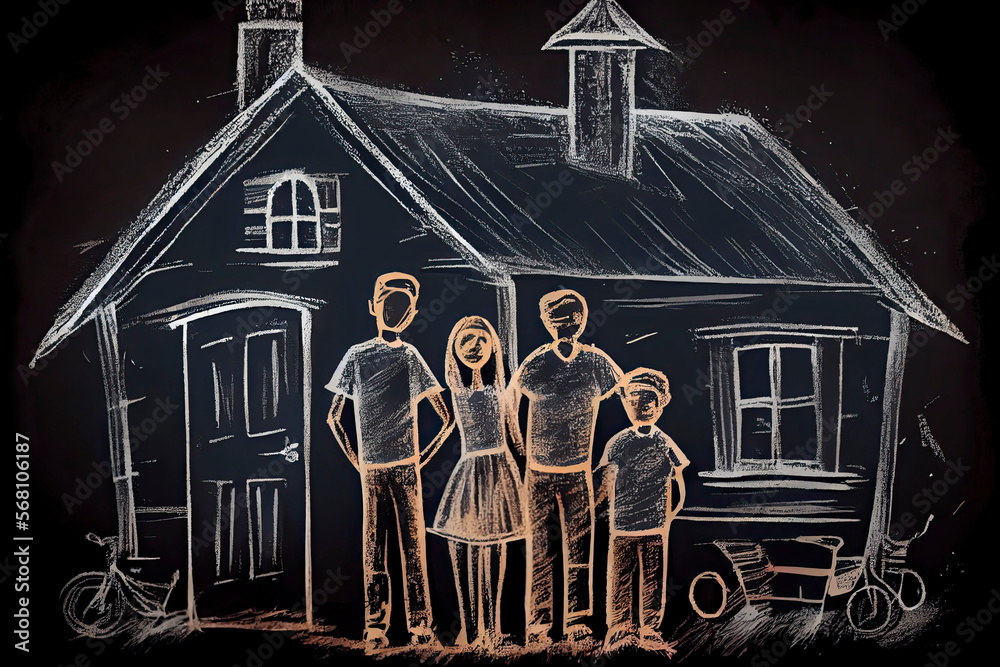 Kids drawing Happy family Mother, father, sister, brother Happy mom and ...