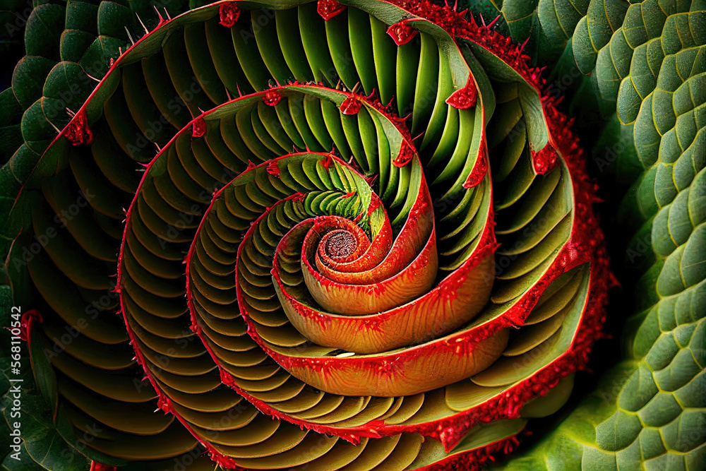 Flower As Fibonacci Spiral Pattern Wallpaper Background Generative Ai Stock Illustration