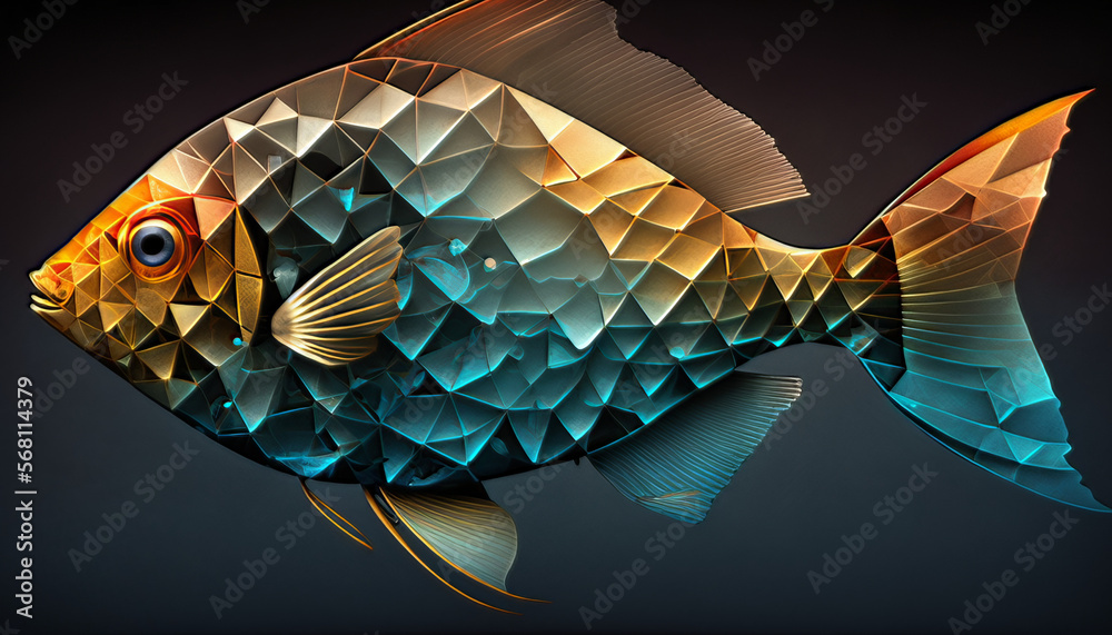 fish geometric with cube abstract background, 3d cube background ...