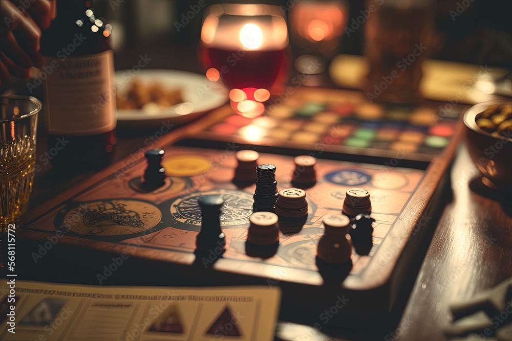 Classic Board Game Night With Wine - Stock - GamesAgeddon