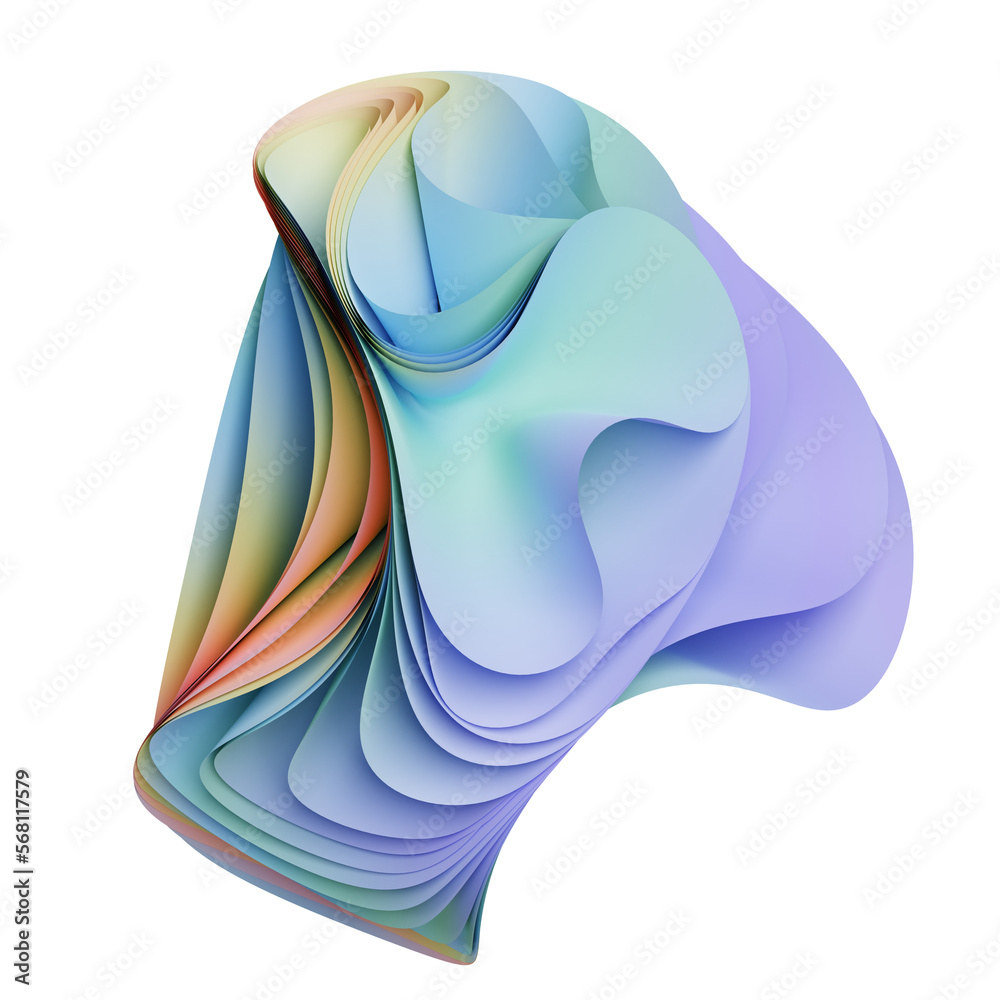 Abstract 3D rendering. 3d element with folded fabric ruffles on a ...