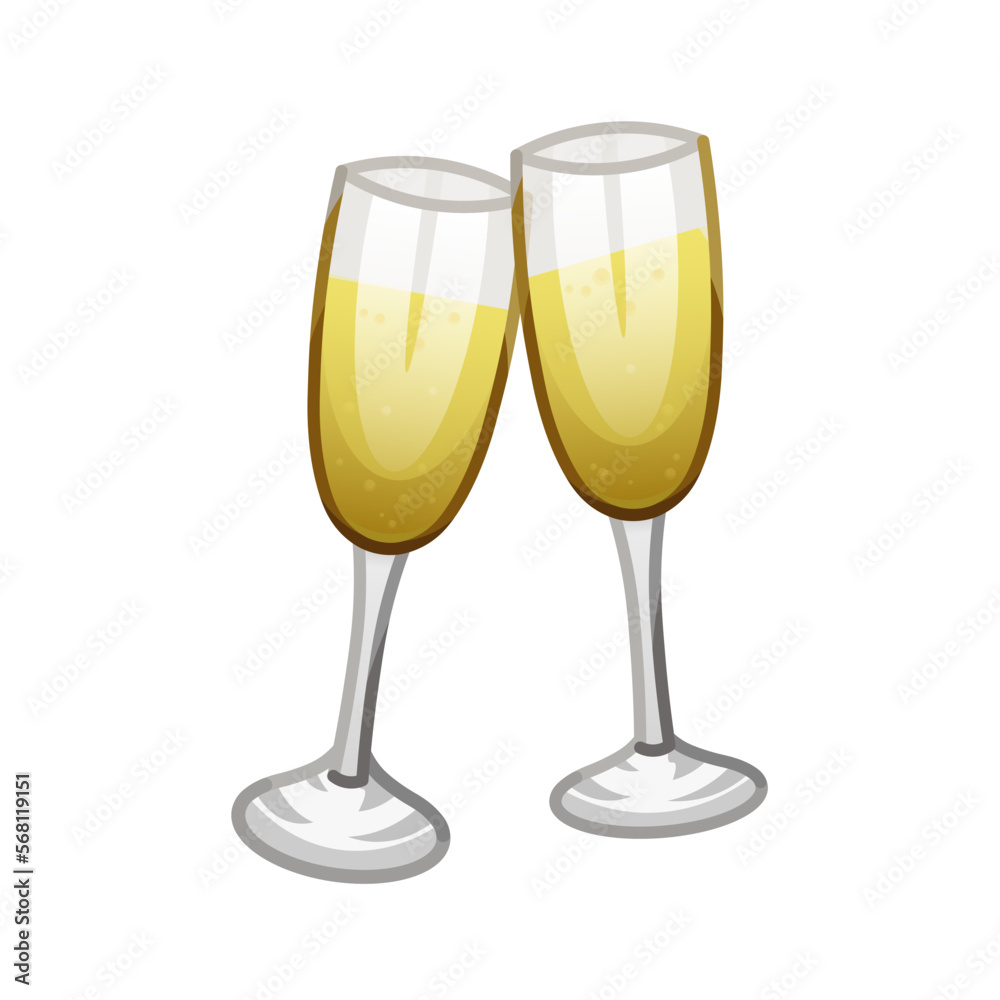 Clinking champagne glasses Large size icon of emoji cocktail Stock ...