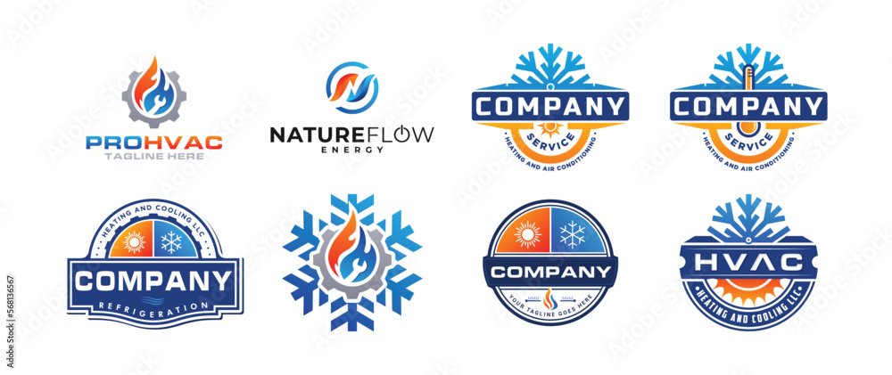Set of hvac logo design vector premium quality, hvac logo emblem ...