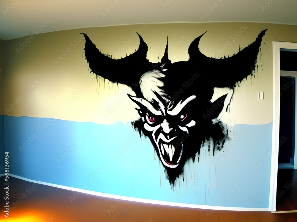 Painting Devil on the Wall, Generative AI Illustration Stock ...