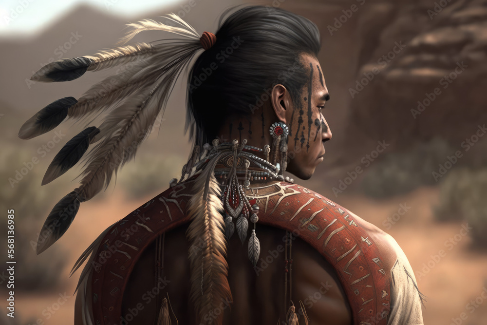 back of a traditional native american, created with generative ai ...