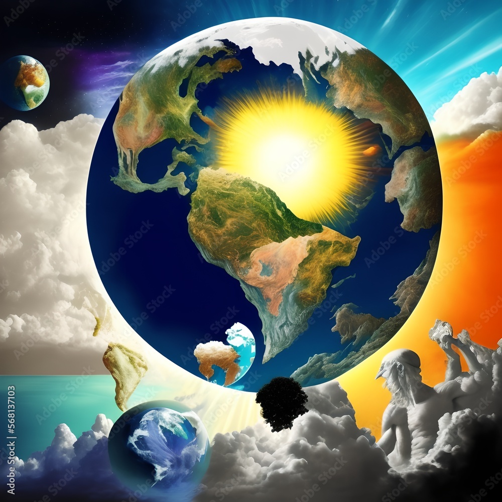 Seven Days of Creation of the World, Generative AI Illustration Stock ...