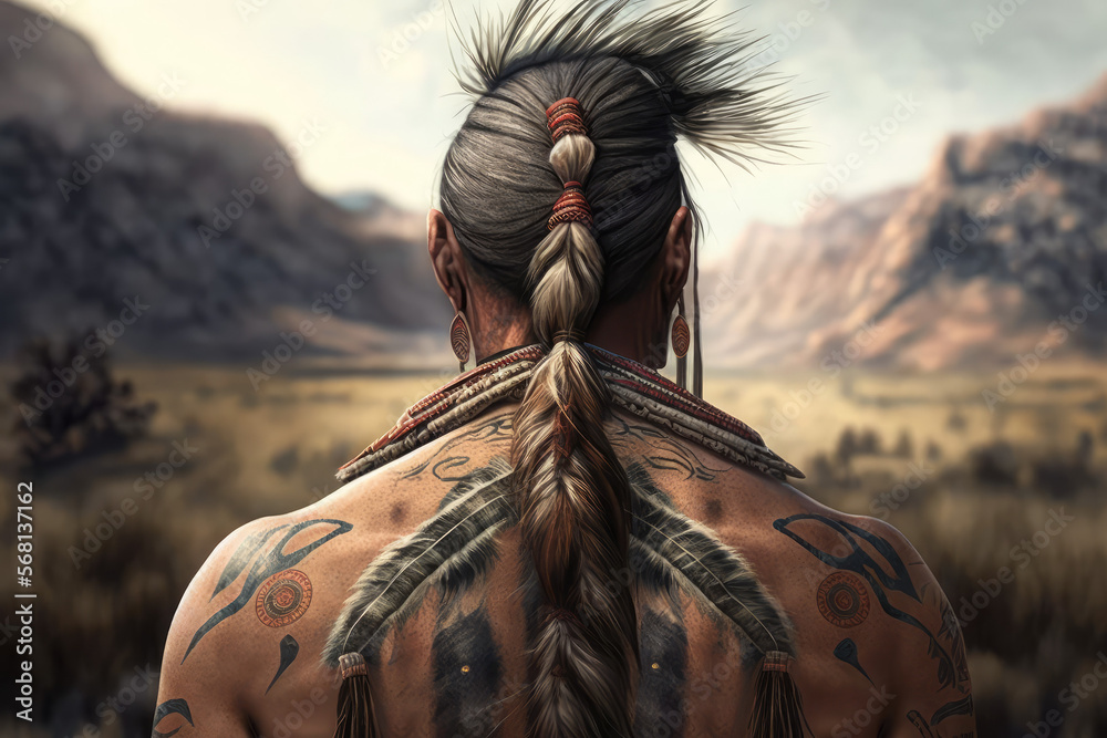 back of a traditional native american, created with generative ai ...