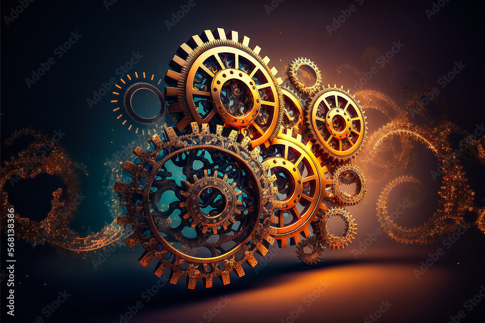 Engrenages, roues crantées, dents, mécanisme industriel, technologie ...