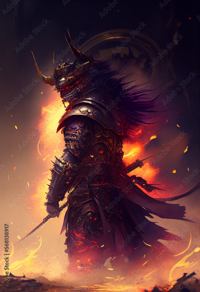 AI Ancient Samurai ready for battle to kill Japanese demons. It is ...