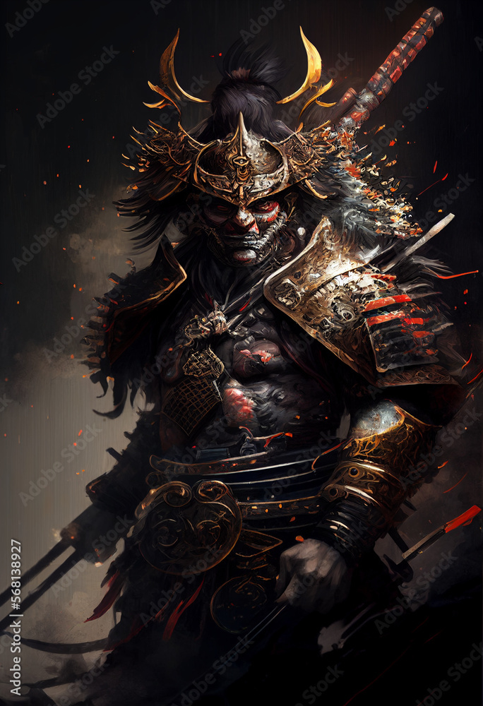 AI Ancient Samurai ready for battle to kill Japanese demons. It is ...