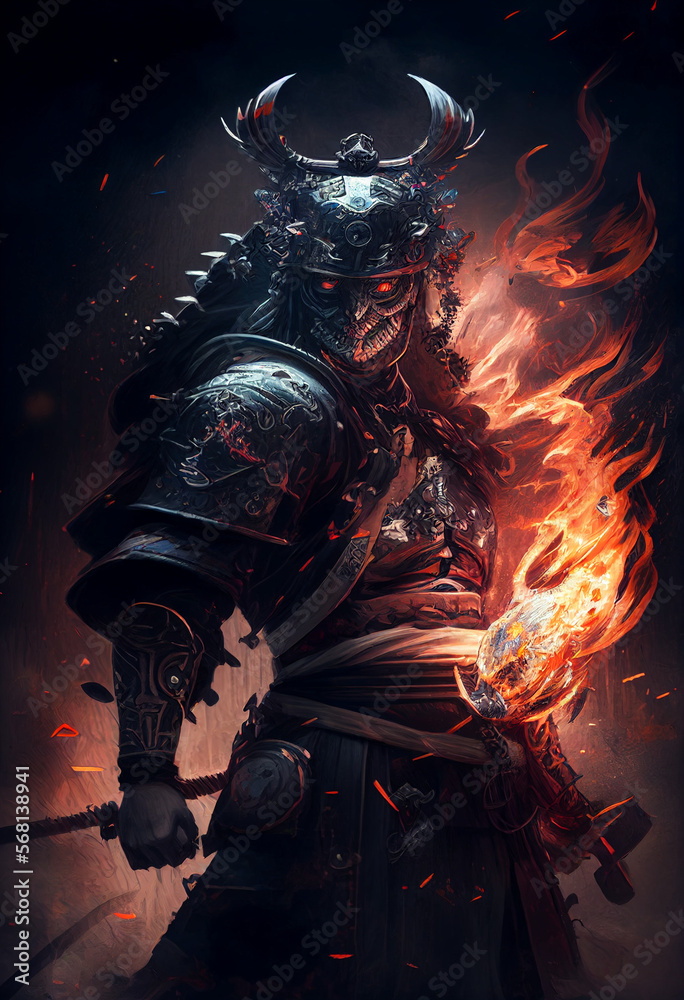 AI Ancient Samurai ready for battle to kill Japanese demons. It is ...