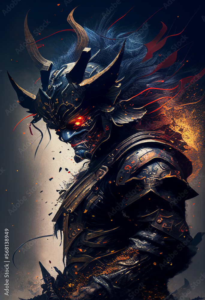 AI Ancient Samurai ready for battle to kill Japanese demons. It is ...