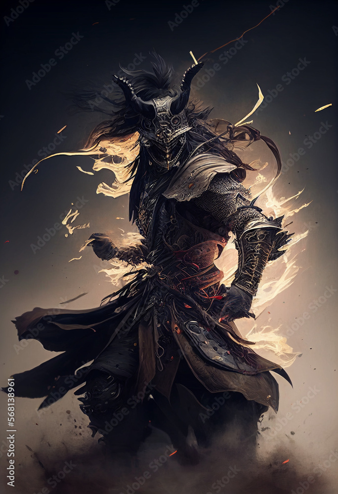AI Ancient Samurai ready for battle to kill Japanese demons. It is ...
