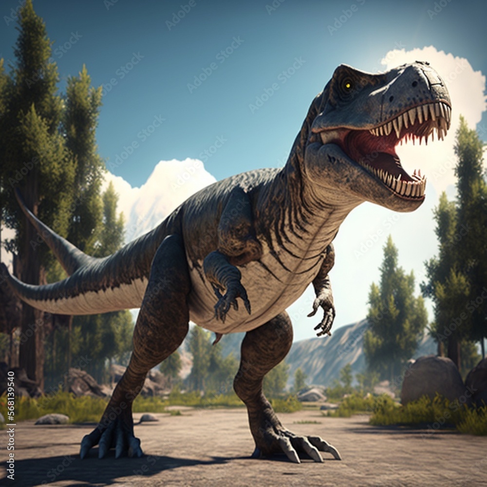 Beautiful huge cartoon dinosaur. Jurassic period, antediluvian animal ...